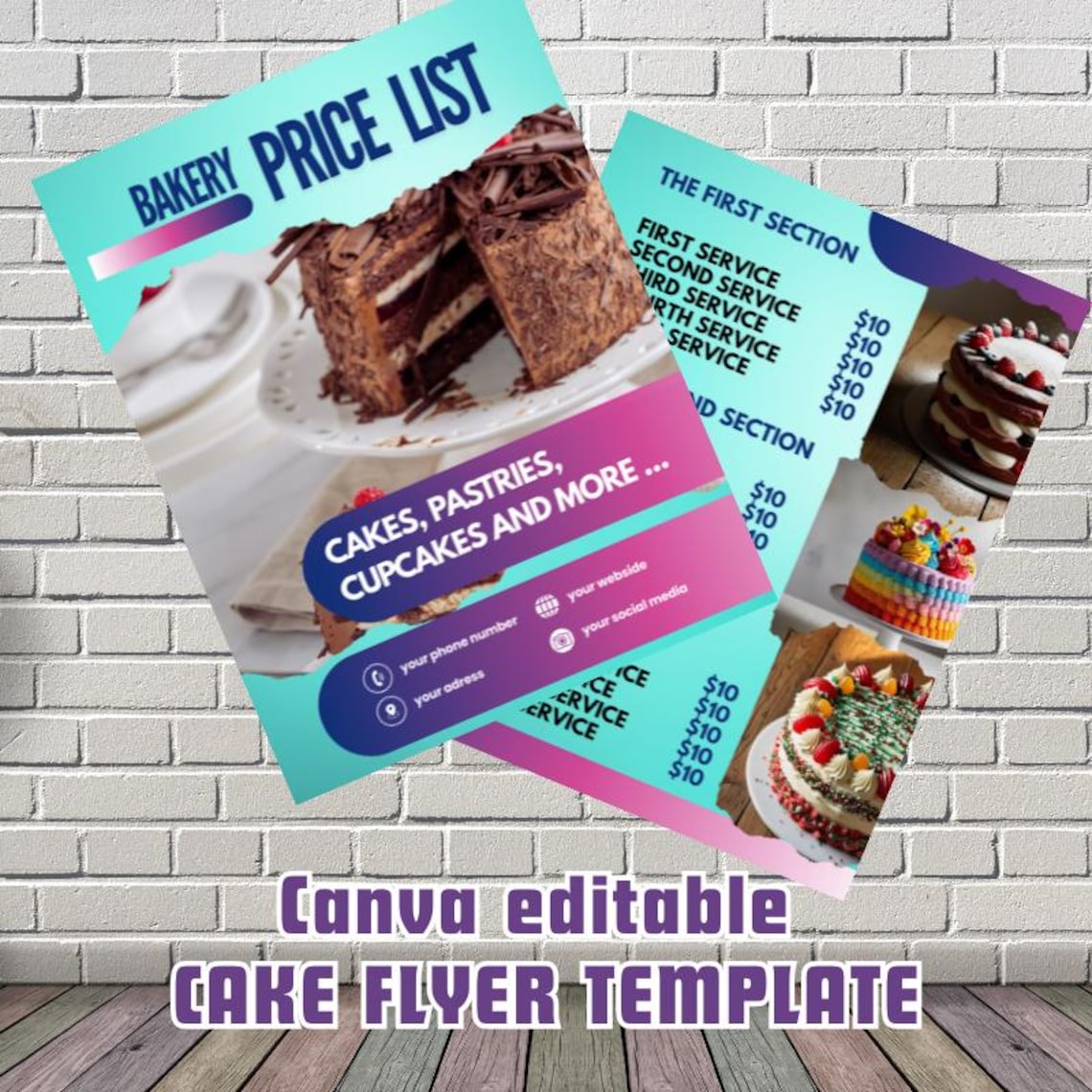 Cake Shop Flyer, Bakery Flyer Template, Bakery Flyer Canva Editable ...