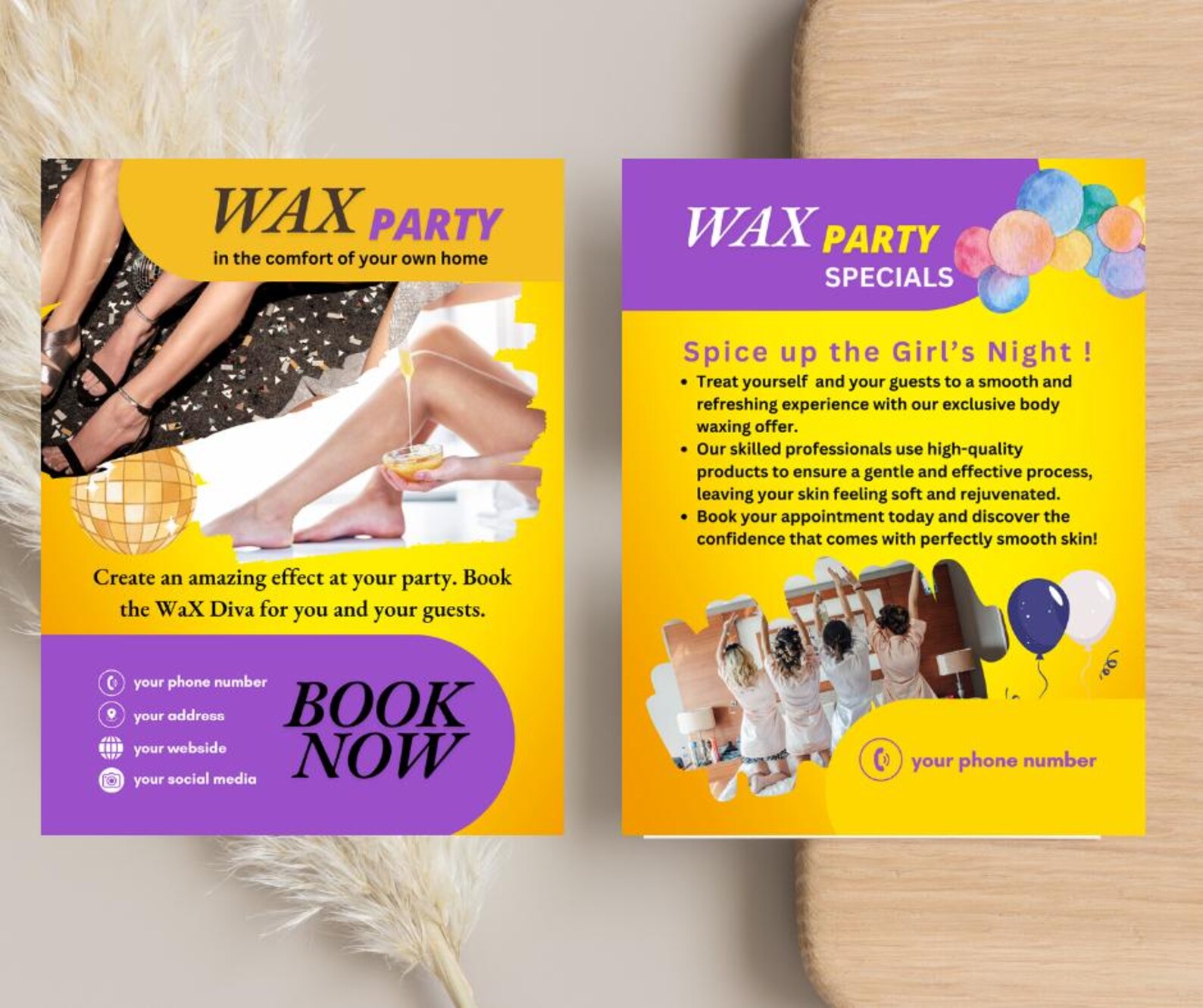 Wax Party Flyer, Wax Diva Flyer, Wax Specials Flyer, Canva Editable ...