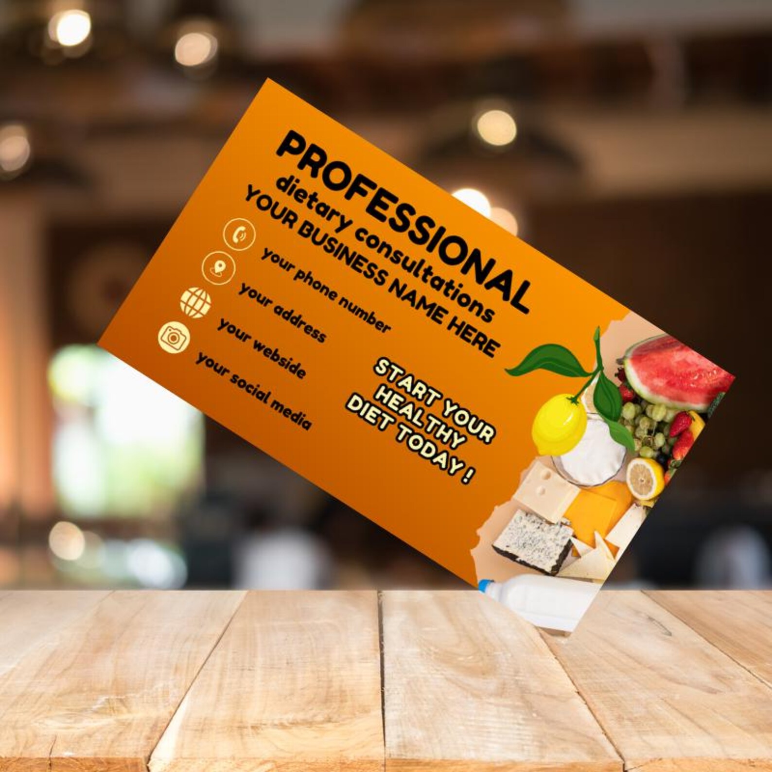Dietitian Business Card: Healthy Eating Flyer, Canva Editable (instant ...