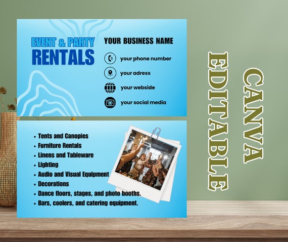 Event Rentals Business Card Best Deal Party Rental Party Rental Cape