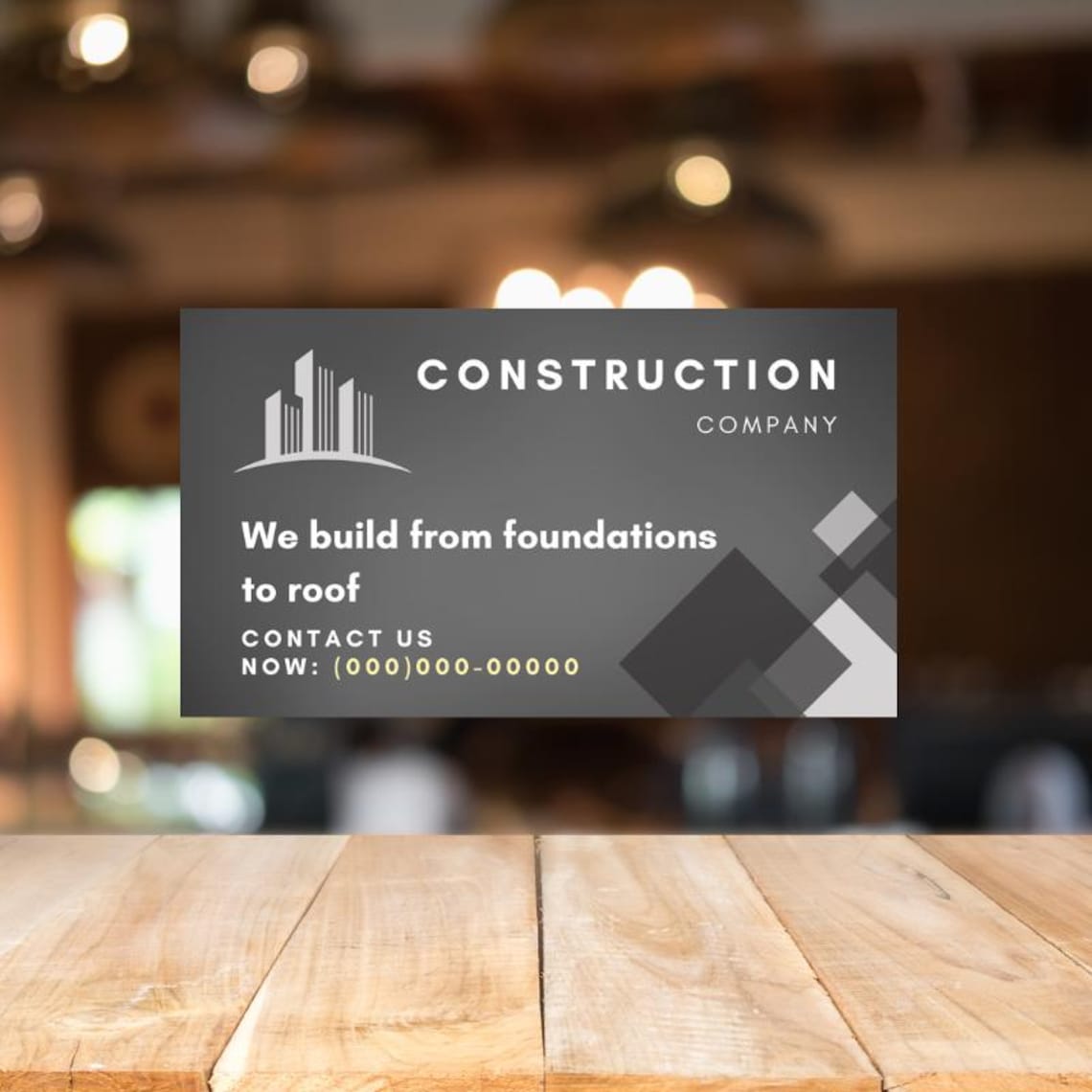 Construction Company Business Card, Editable DIY Building Card, Home ...