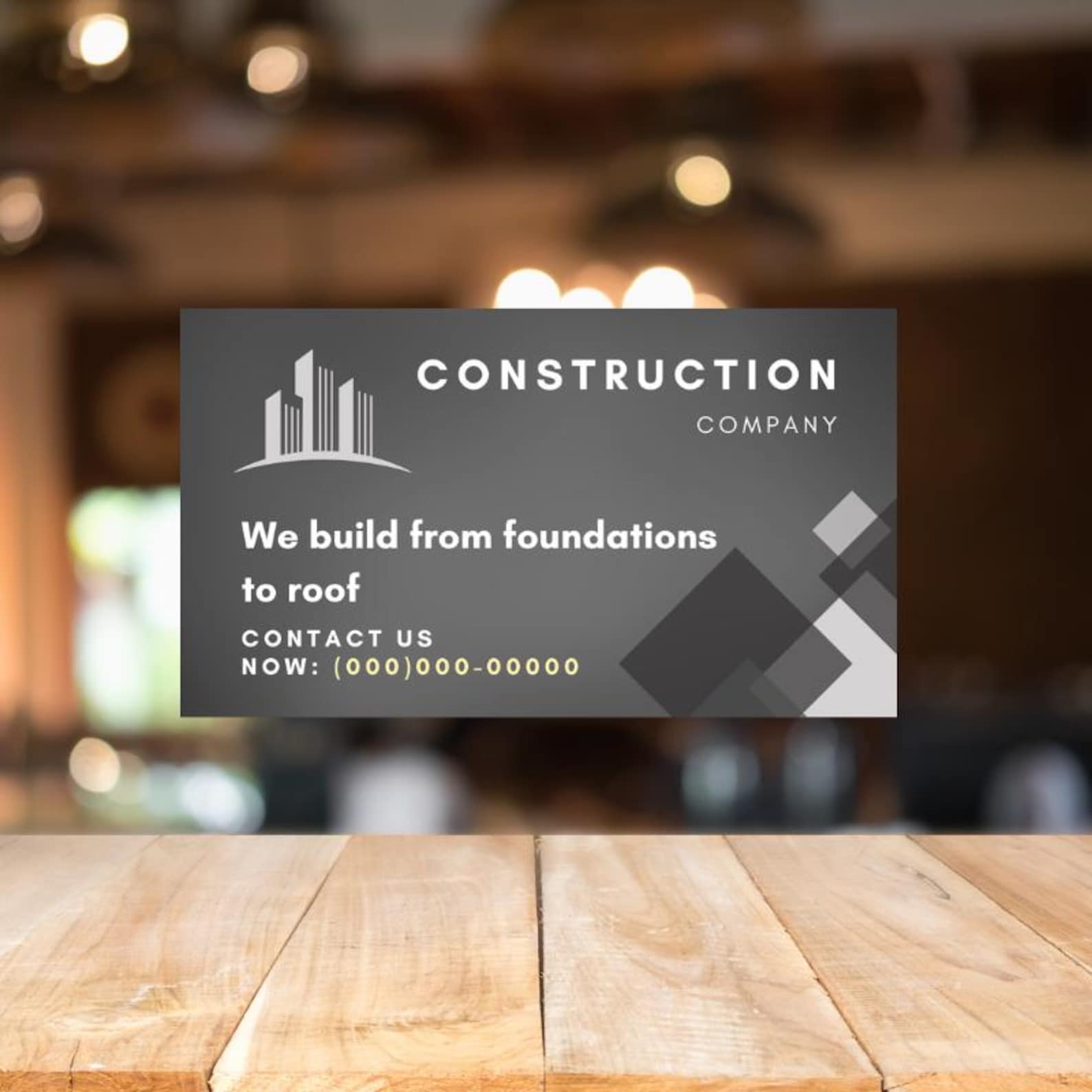 Construction Company Business Card, Editable DIY Building Card, Home ...