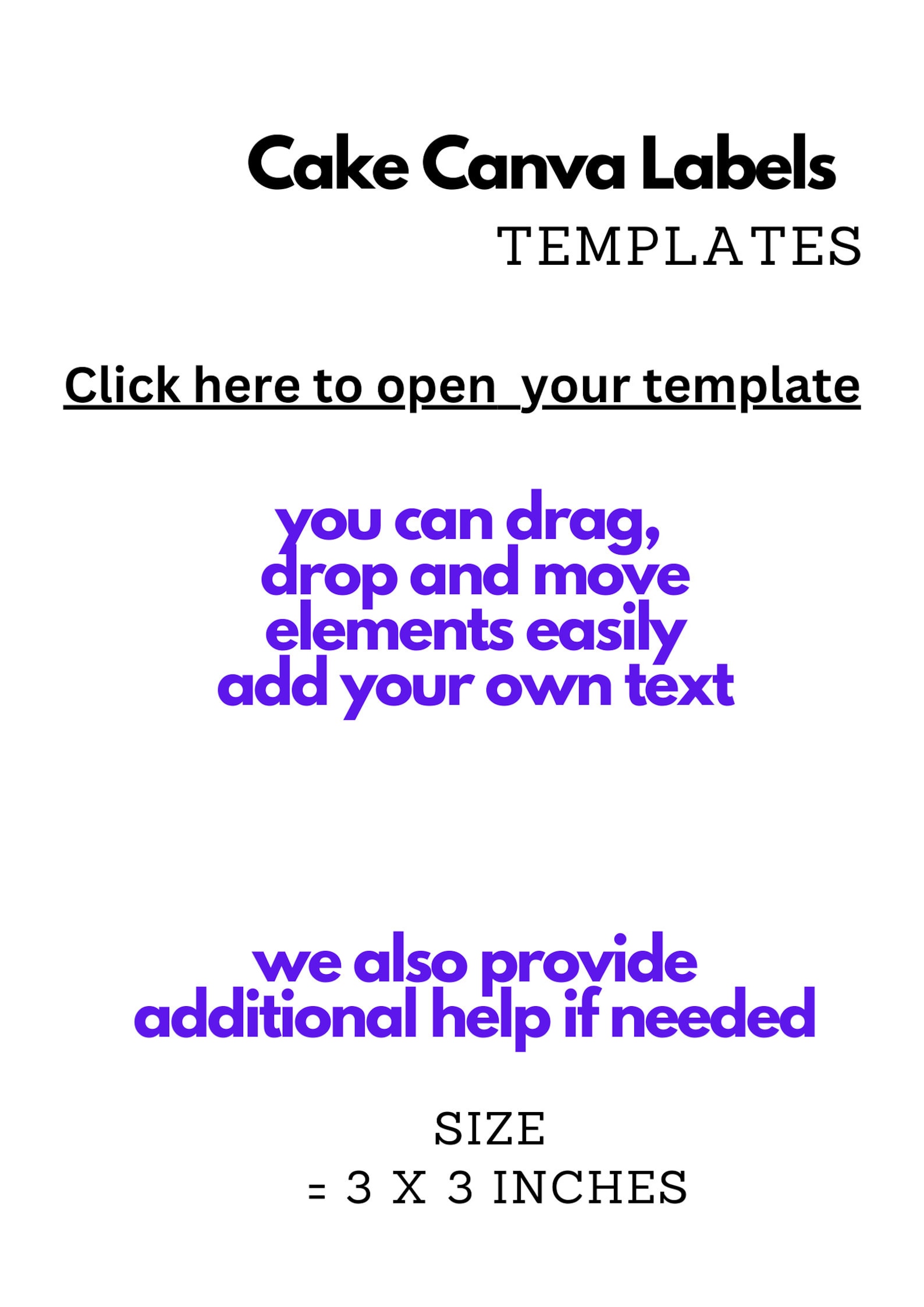 Cake Label Templates, Canva Printable, Set of 6 Cake Labels ...