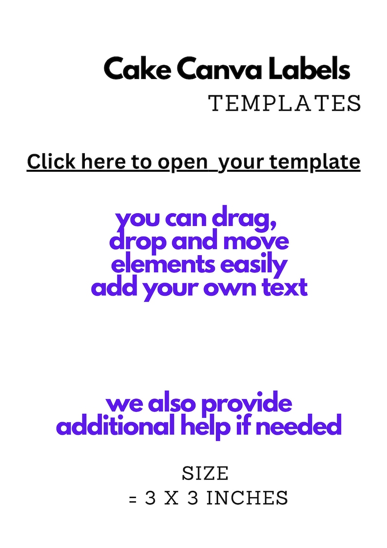 Cake Label Templates, Canva Printable, Set of 6 Cake Labels ...
