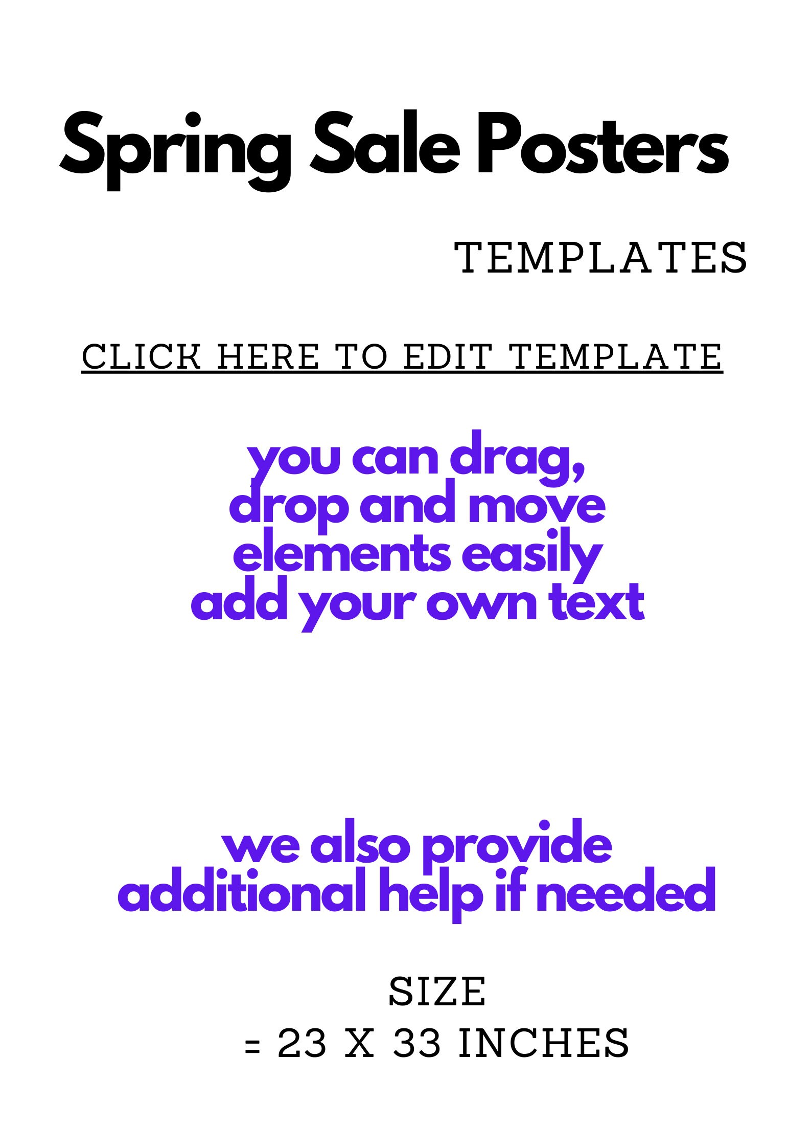Editable Spring Sale Poster Template, Sale Poster Canva Template ...