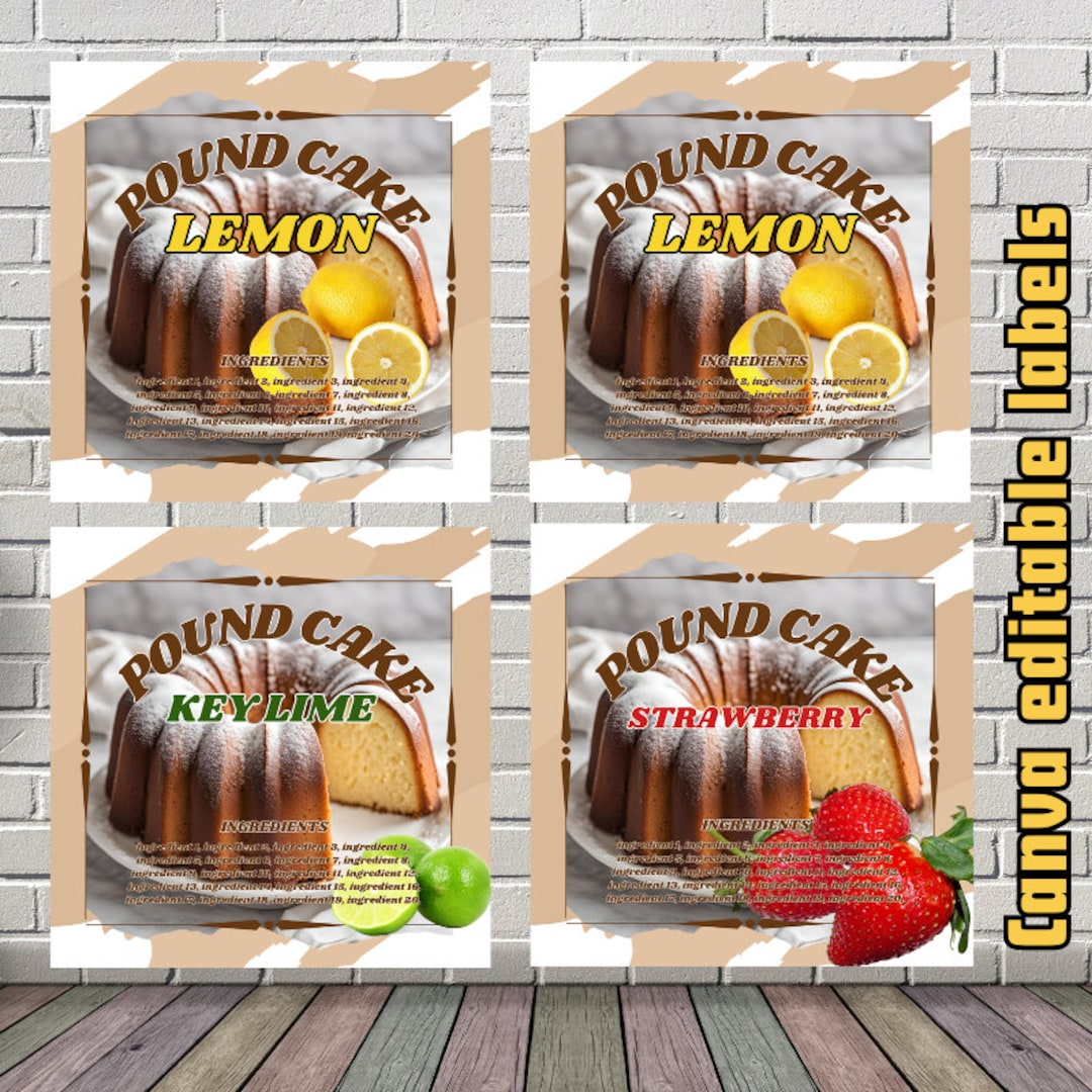Cake Label Templates, Canva Printable, Set of 4 Pound Labels ...