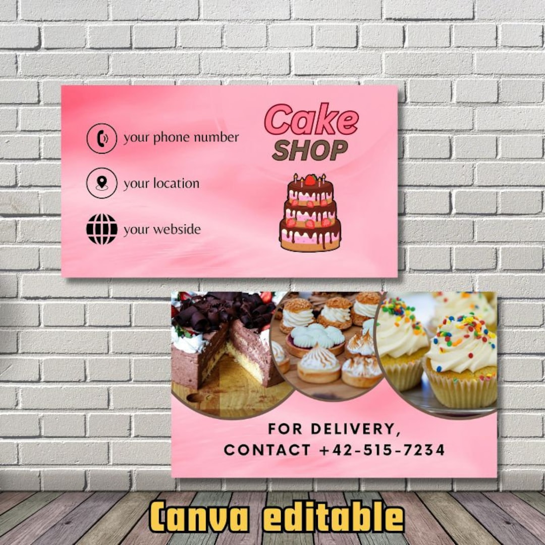 Bakery Business Card Template, Cake Shop Bussines Card, Instant ...