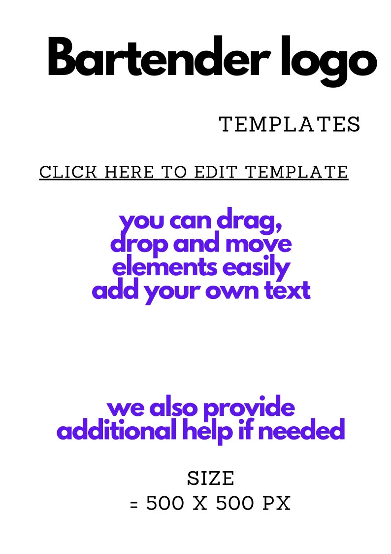 Editable Bartending Logo, Drink Mixology Logo, Canva Editable Logo for ...