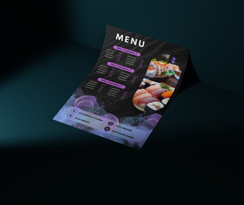 Sushi Menu Template, Sushi Flyer Canva Editable, Chinese Restaurant ...