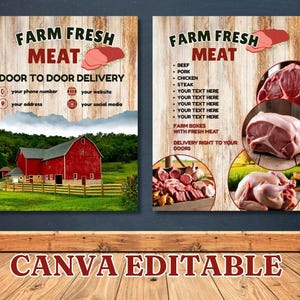 Meat Shop Flyer Template: Farm Fresh Design (canva Editable, Instant ...