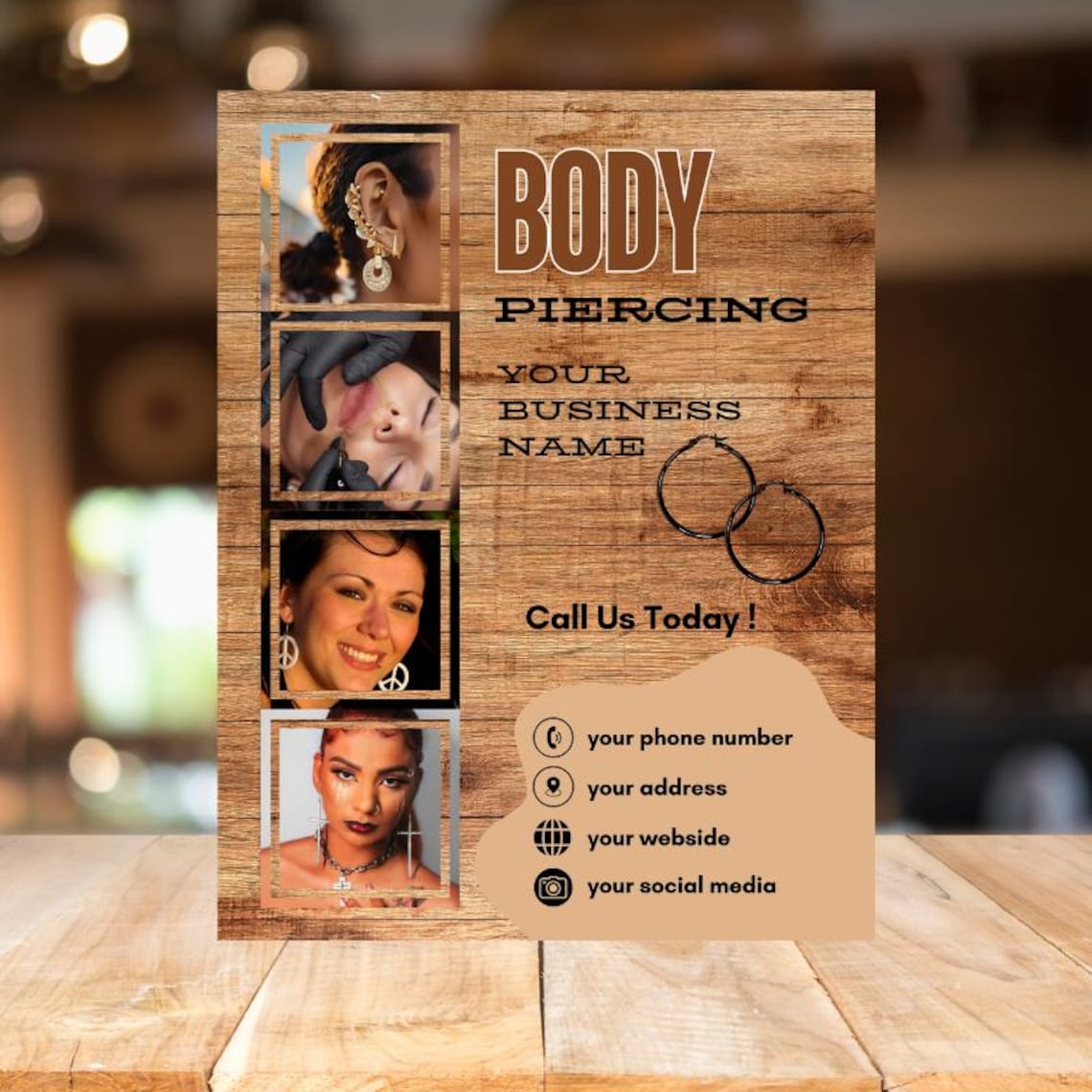 Piercing Flyer Template , Body Art Ear Piercing, Facial Piercings Flyer ...