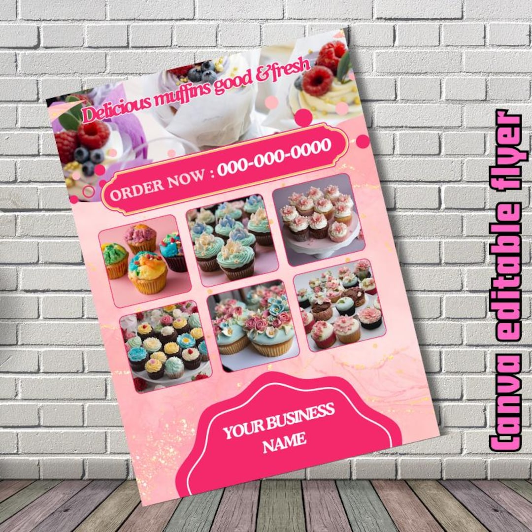 Editable Muffins Poster Template, Cake Poster Canva Template, Bakery ...