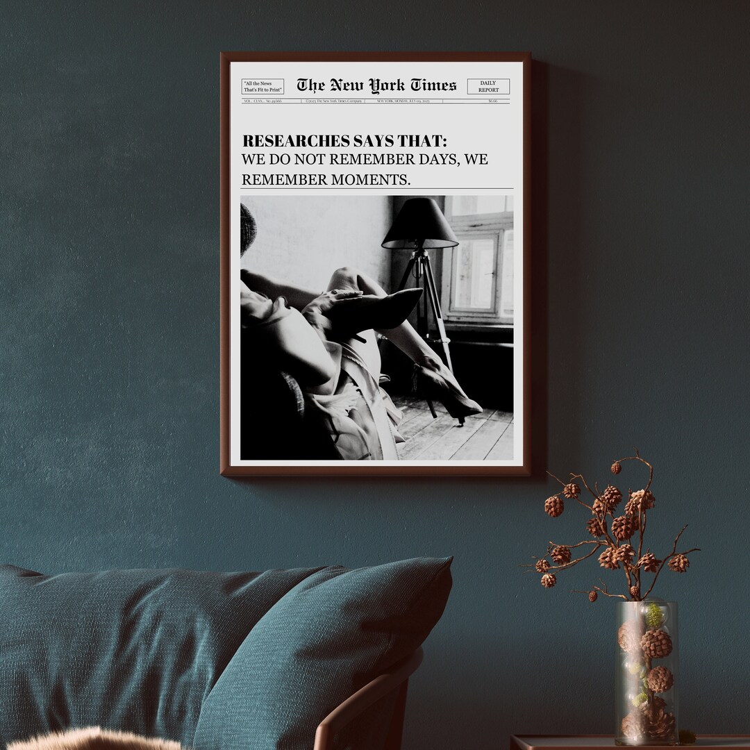Elegant Reminiscence: Timeless Artwork, Vintage Newspaper-themed Wall ...
