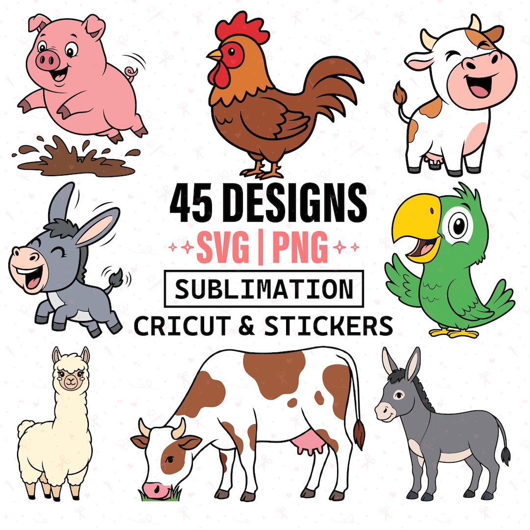 Farm Animals Clipart Bundle – 45 SVG PNG Designs (digital Download) - Etsy