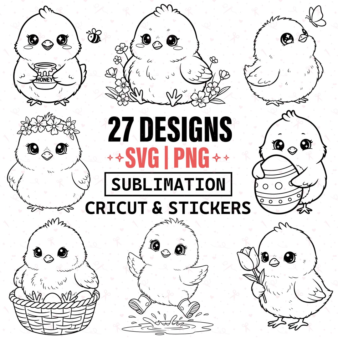 Easter Chick SVG PNG Bundle, Baby Chick Clipart, Spring Designs ...