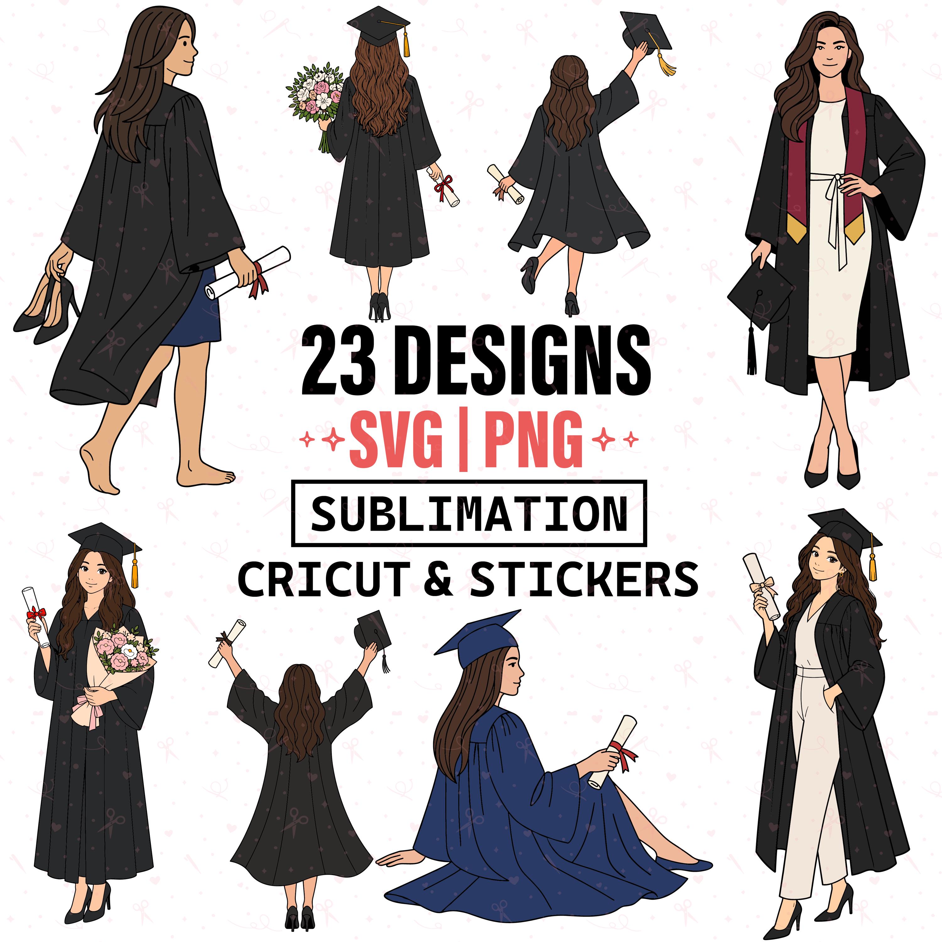 Graduation Girl SVG PNG Bundle, Female Graduate Clipart, Class of 2026 ...