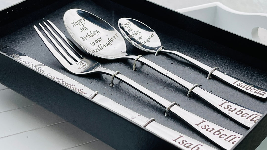 Personalized Mixed Cutlery Set for Adults or Kids - Custom 4PCS Fork ...