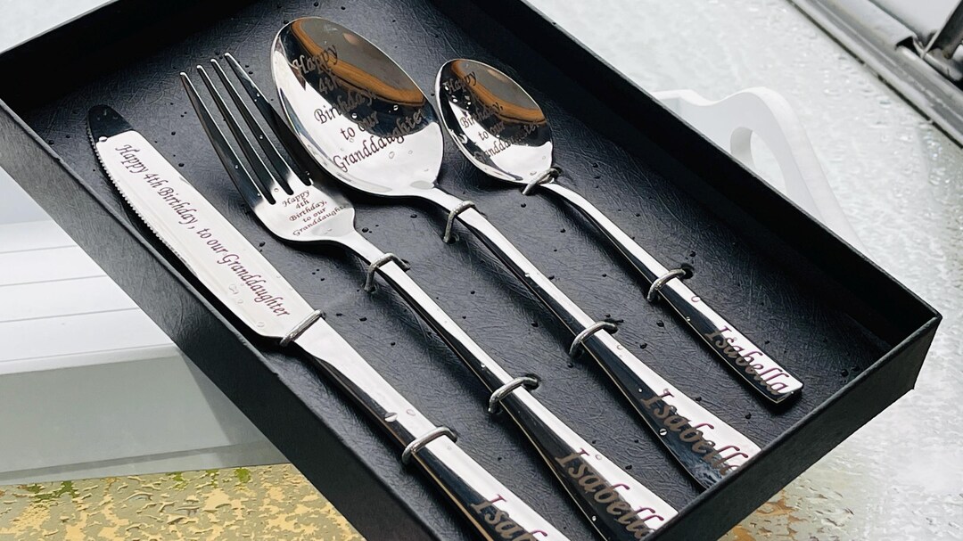 Personalized Stainless Steel Cutlery Set (engraved, Gift Boxed) - Etsy