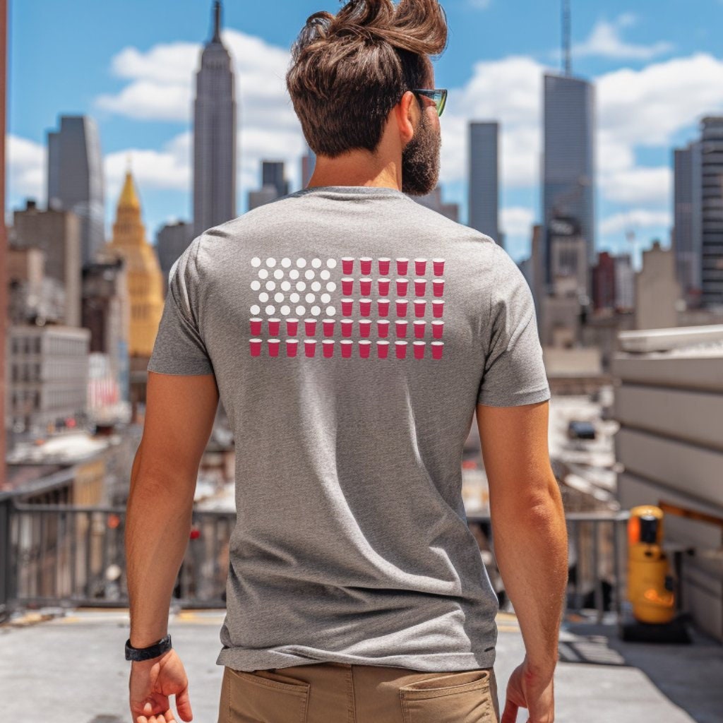 American Flag Solo Cup Design T-shirt, Patriotic Party Tee, Beer Pong ...