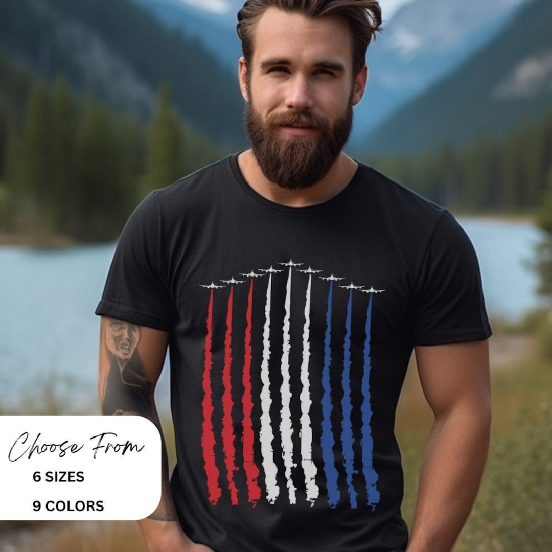 Patriotic Flag Shirt, Red White and Blue Flyover T-shirt, Military Gift ...