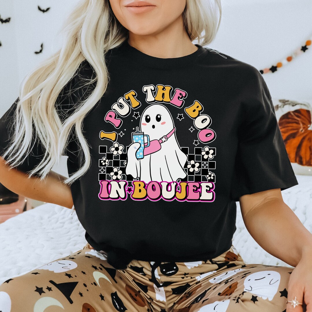 Boo in Boujie Ghost Shirt Halloween, Cute Ghostie Boo Tshirt, Womens ...