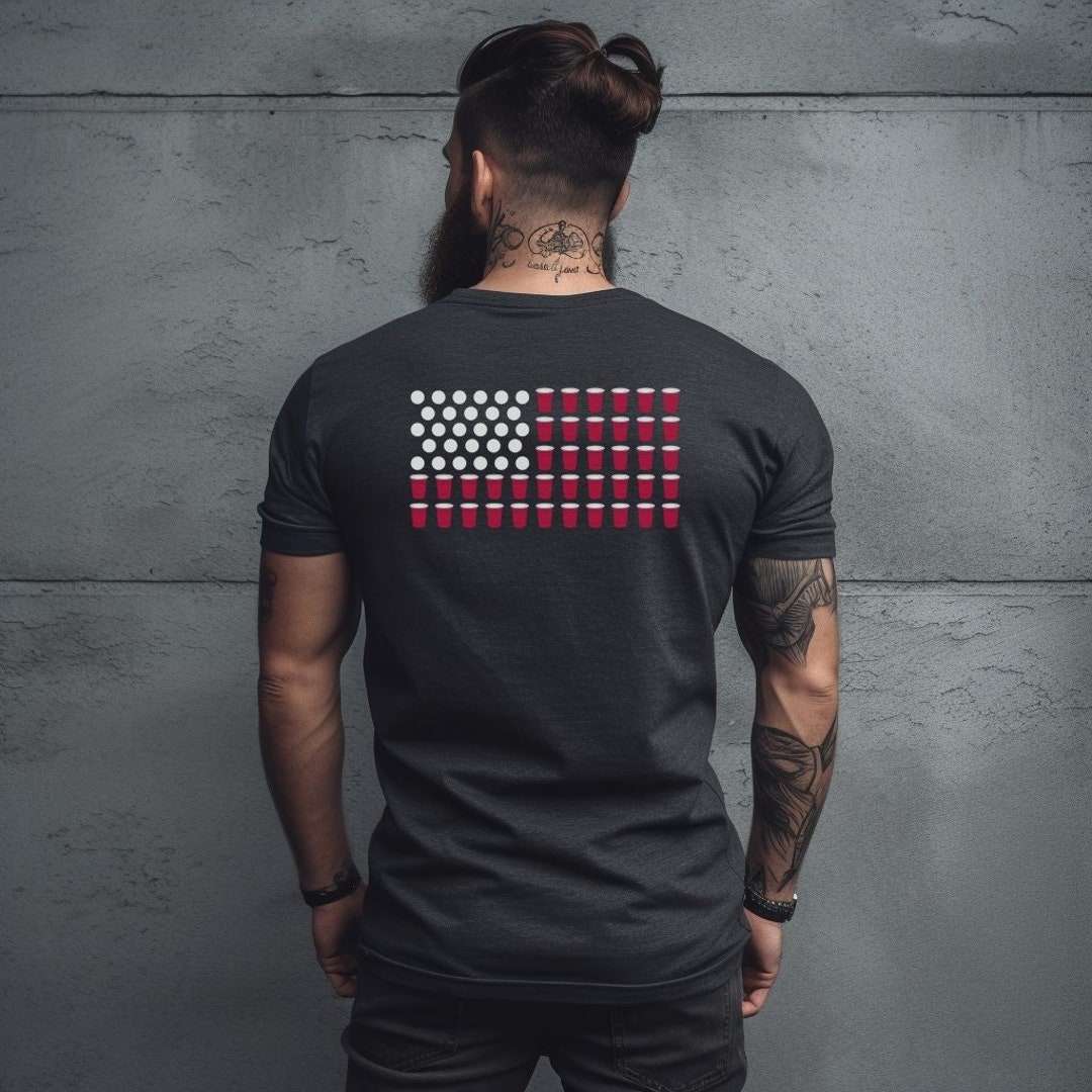 American Flag Solo Cup Design T-shirt, Patriotic Party Tee, Beer Pong ...