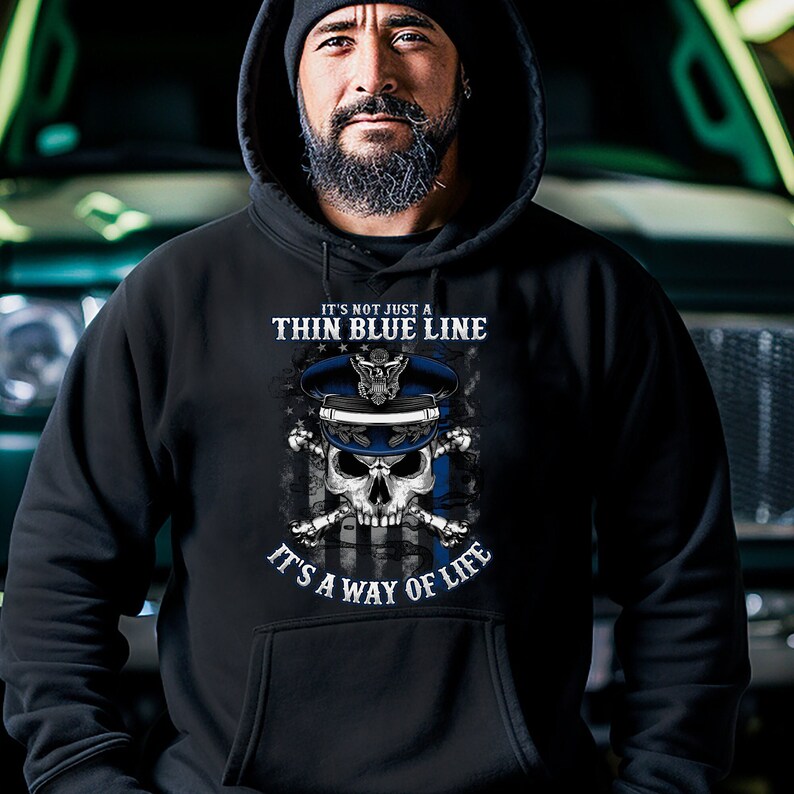 Thin Blue Line Skull T-shirt, Law Enforcement Support Tee, Police ...