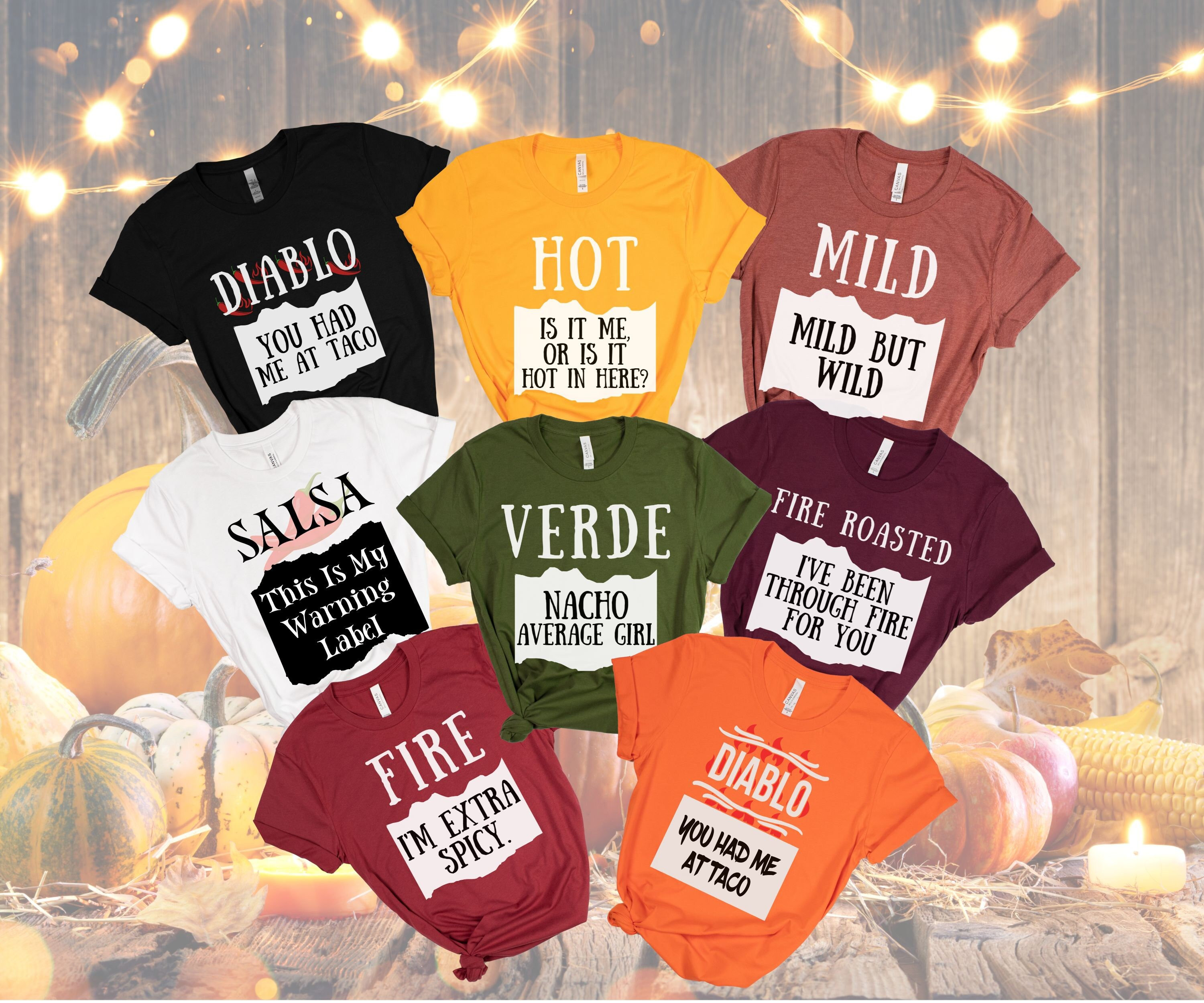 Group Hot Sauce Shirts, Matching Halloween Costume Party Tshirt, Hot ...