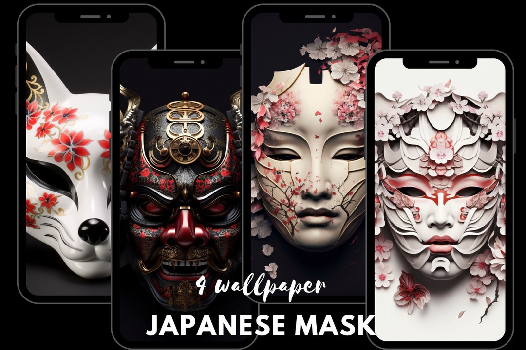 Japanese Mask Phone Wallpapers Set of 4 All Smartphones Ios and Android ...