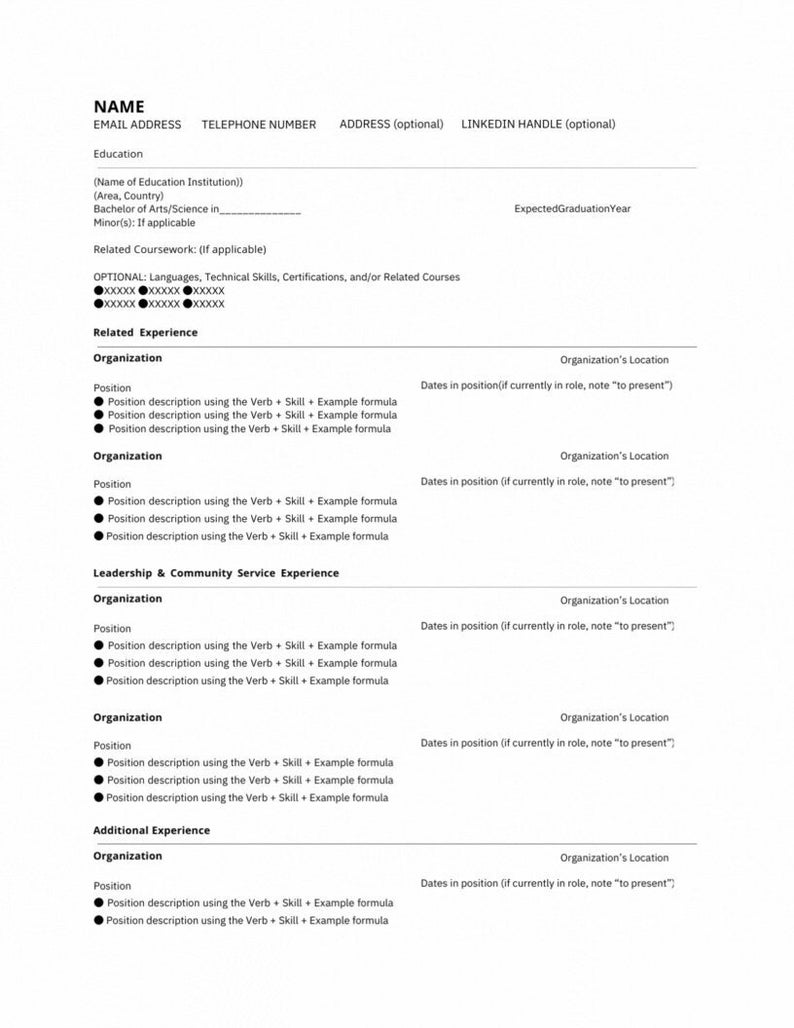 College Student Resume Template - Etsy