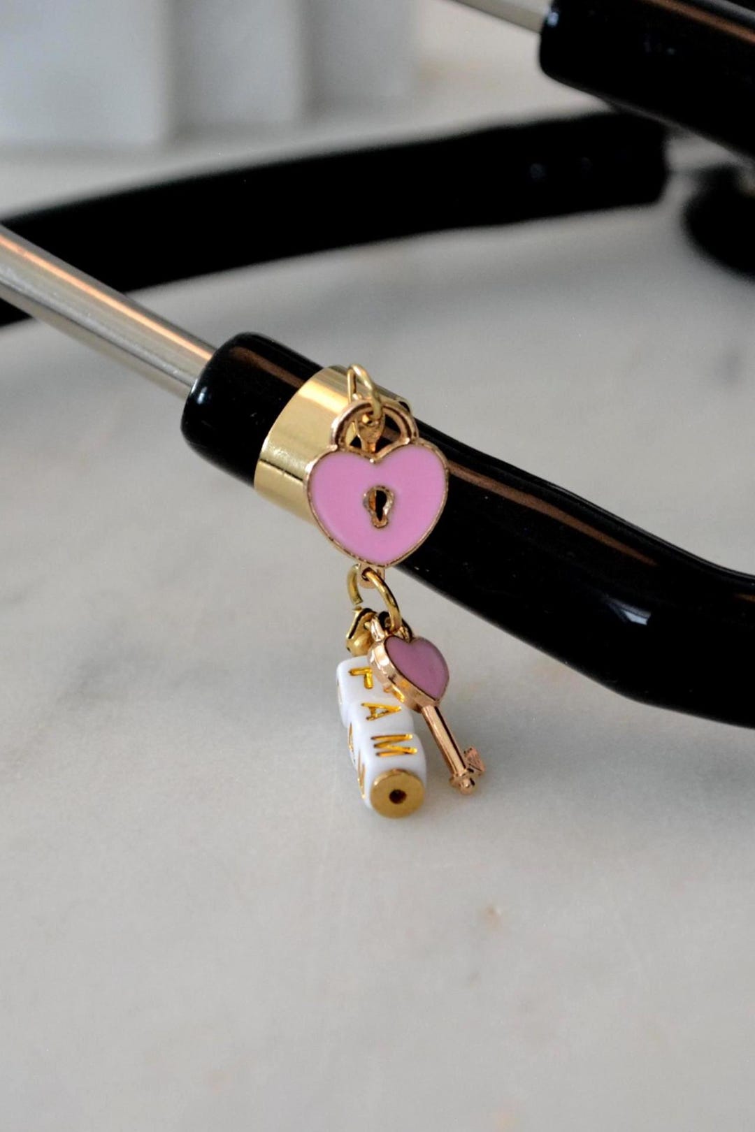 Personalized Heart Lock & Key Stethoscope Charm: Custom Initials ...