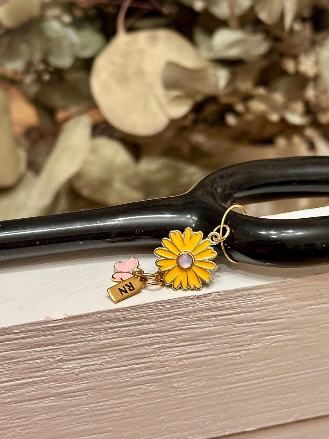 Personalized Flower Butterfly Stethoscope Charm With Initial Engraving ...