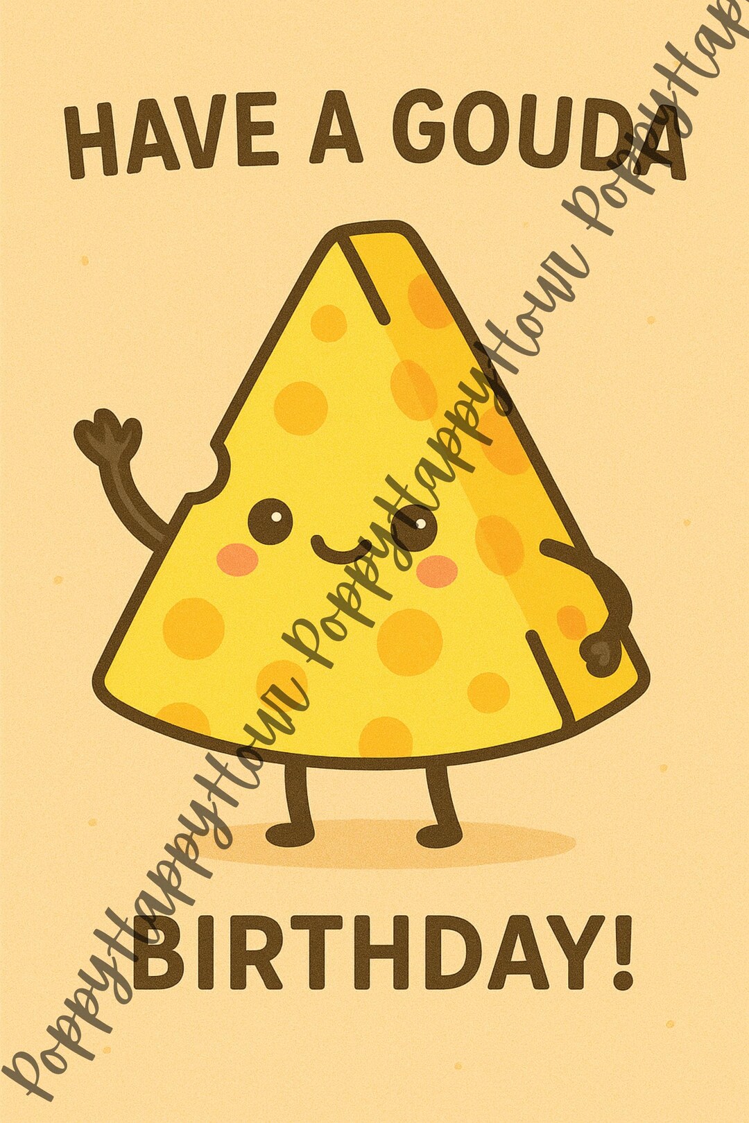 Kawaii Cheese Birthday Card: Gouda Pun, Printable Postcard (JPG+PNG ...