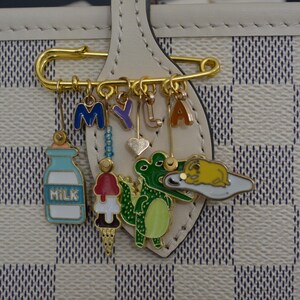 Personalized Name, Heavy Duty Safety Pin Charm - Milk Bottle, Ice Cream ...