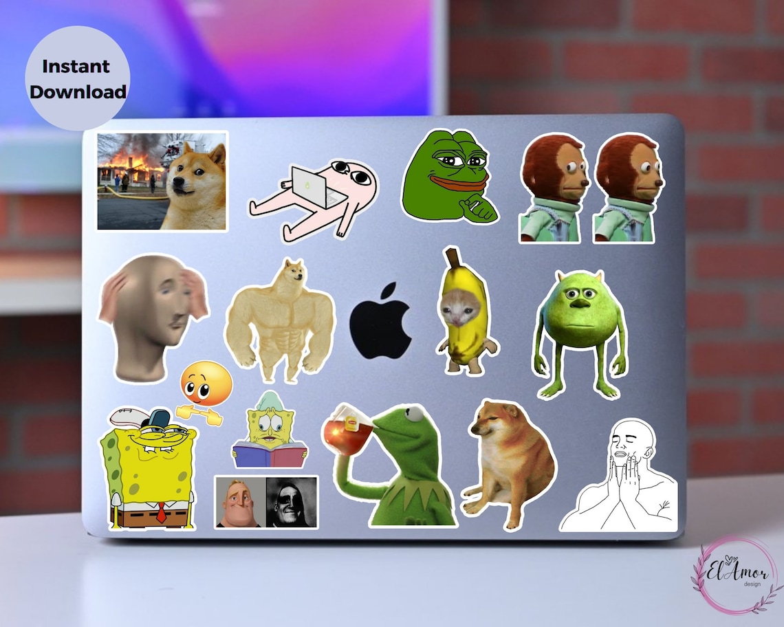 Printable Meme Sticker Pack | Digital Sticker | PDF, PNG | Funny Mood ...