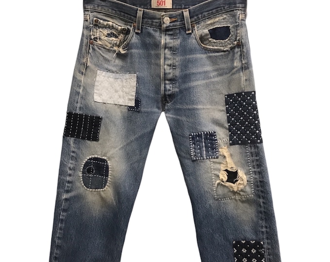 Japanese Sashiko Boro Inspired Distressed Patch Work Custom Denim - Etsy