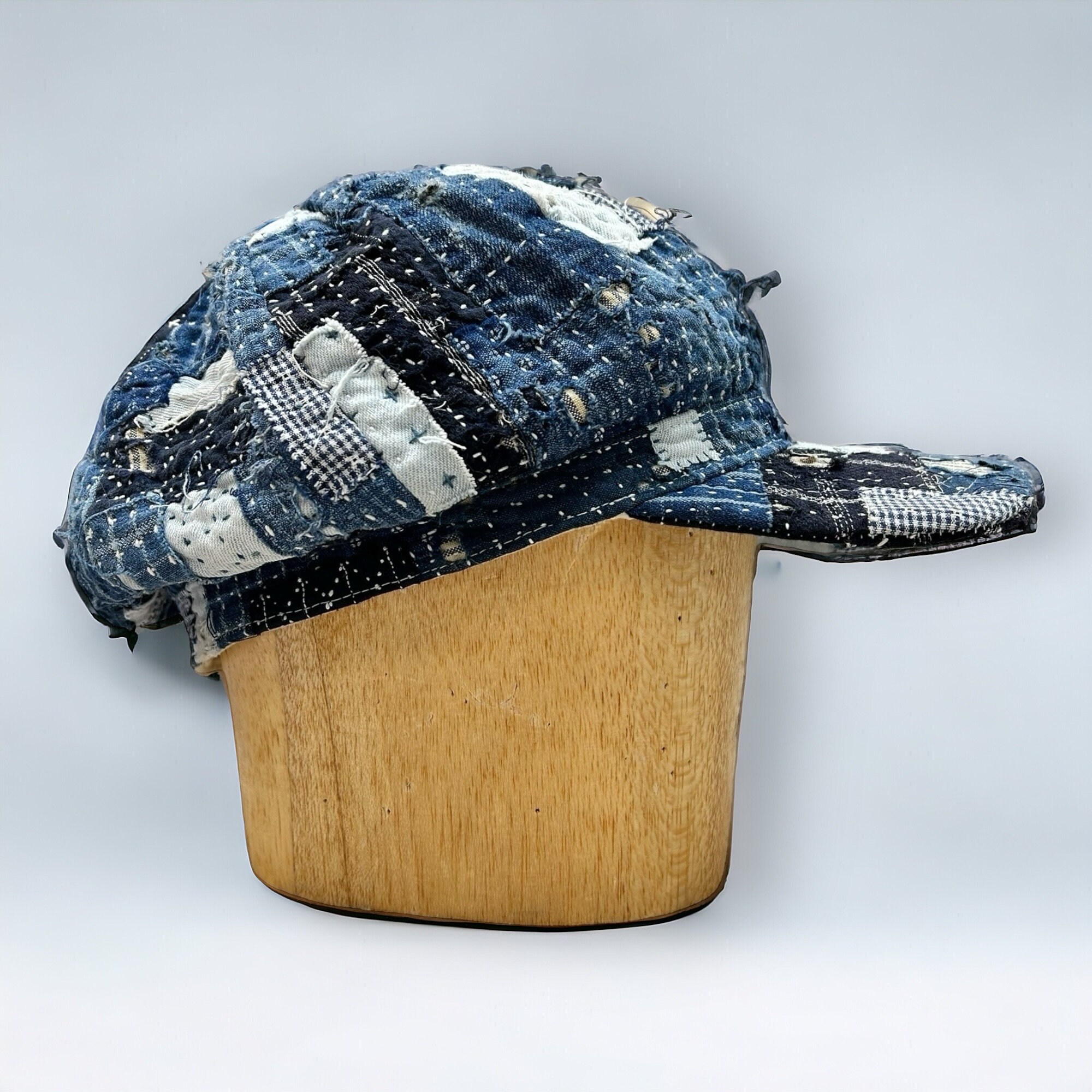 Sashiko Stitch Boro Patchwork Tattered Beret Cap - Etsy