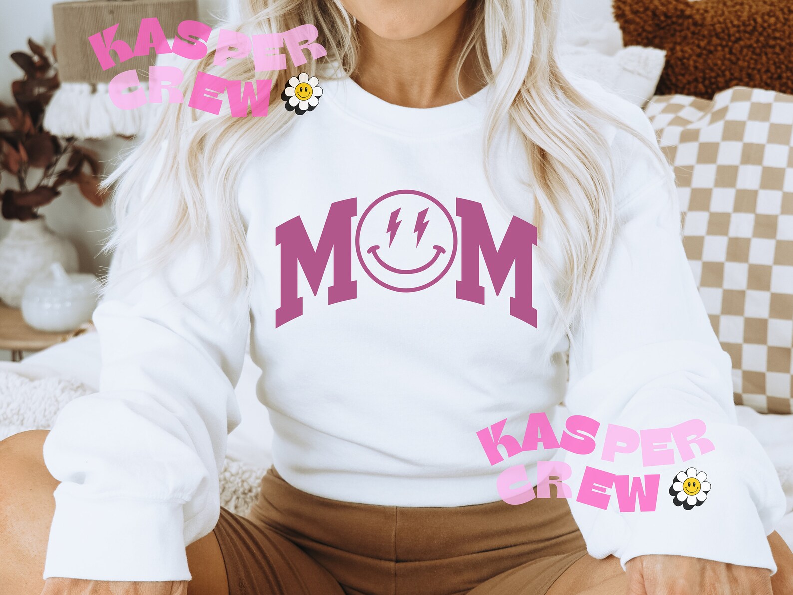 Mom Rocker Smiley Sweatshirt for Her Cute Mom Sweatshirt - Etsy