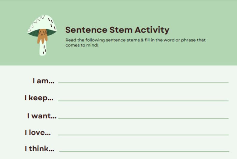 Sentence Stem Activity (printable) - Etsy