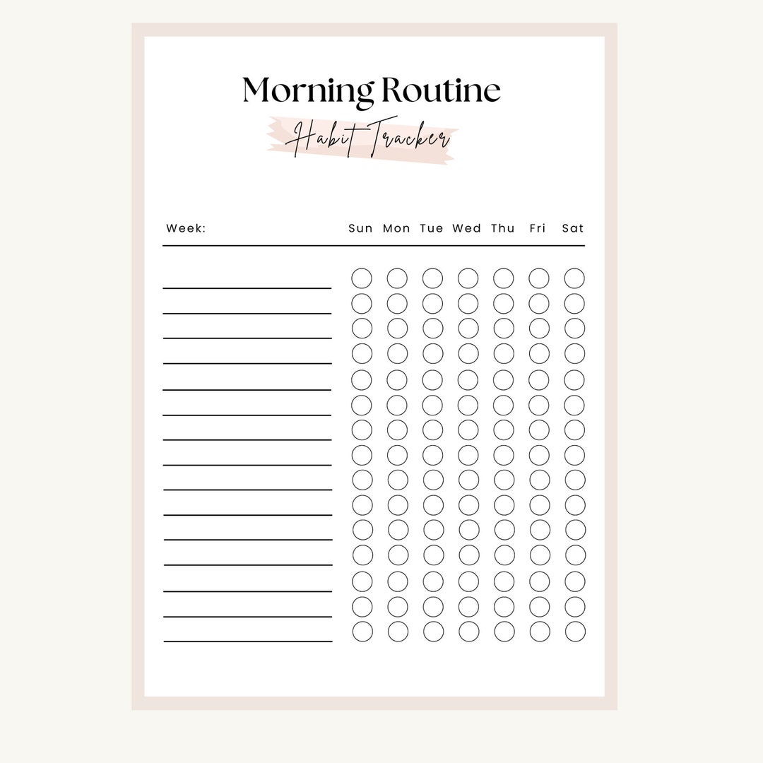 Morning Routine Printable Planner and Checklist Beige A4 - Etsy
