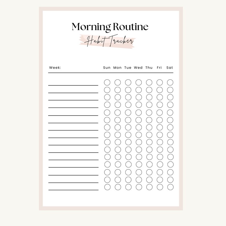 Morning Routine Printable Planner and Checklist Beige A4 - Etsy