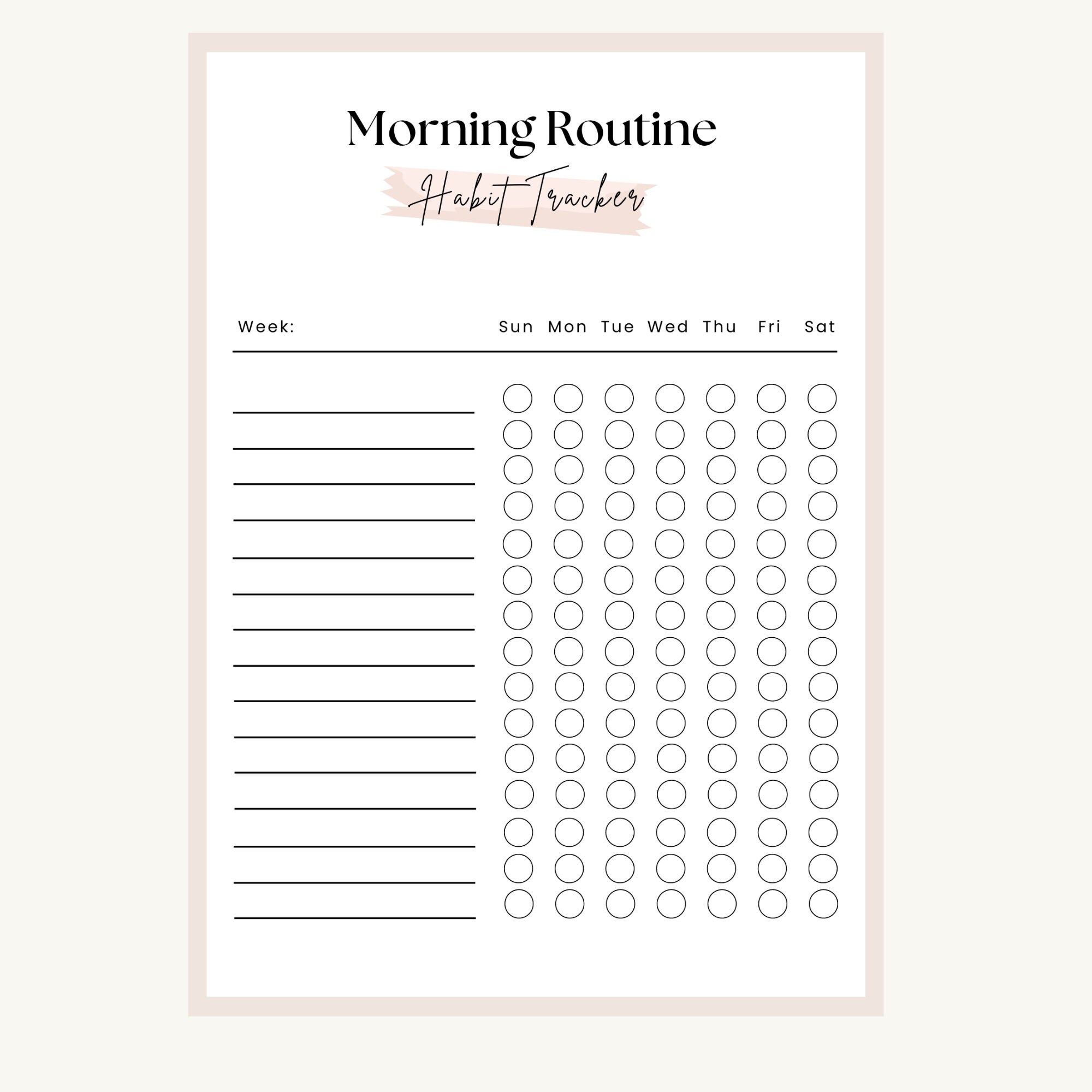 Morning Routine Printable Planner and Checklist Beige A4 - Etsy
