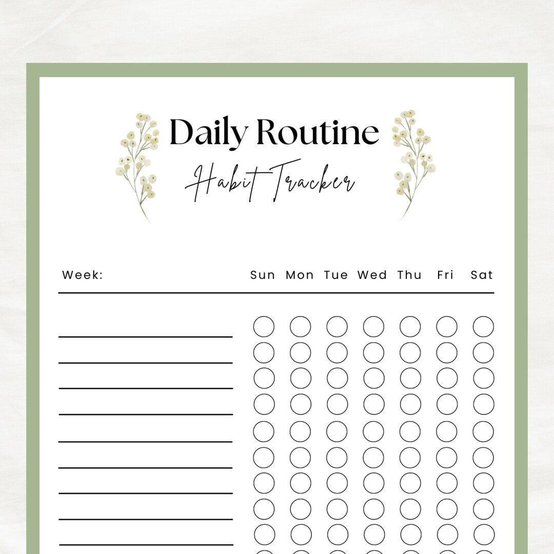 Printable Daily Routine Planner Habit Challenge Green With - Etsy