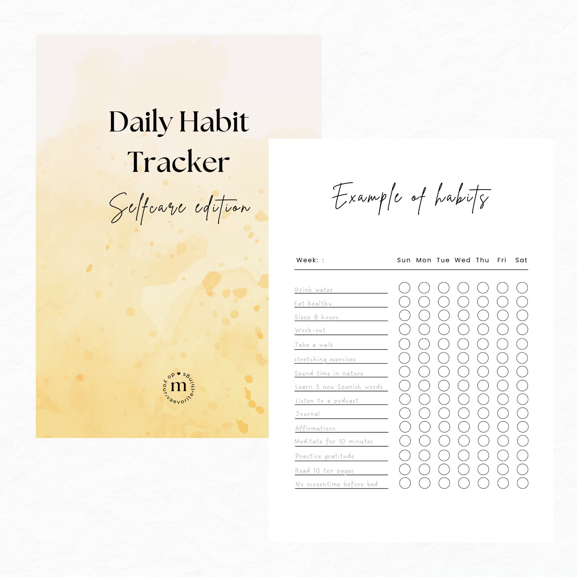Printable Daily Habit Tracker With Motivational Quotes Selfcare Goals ...