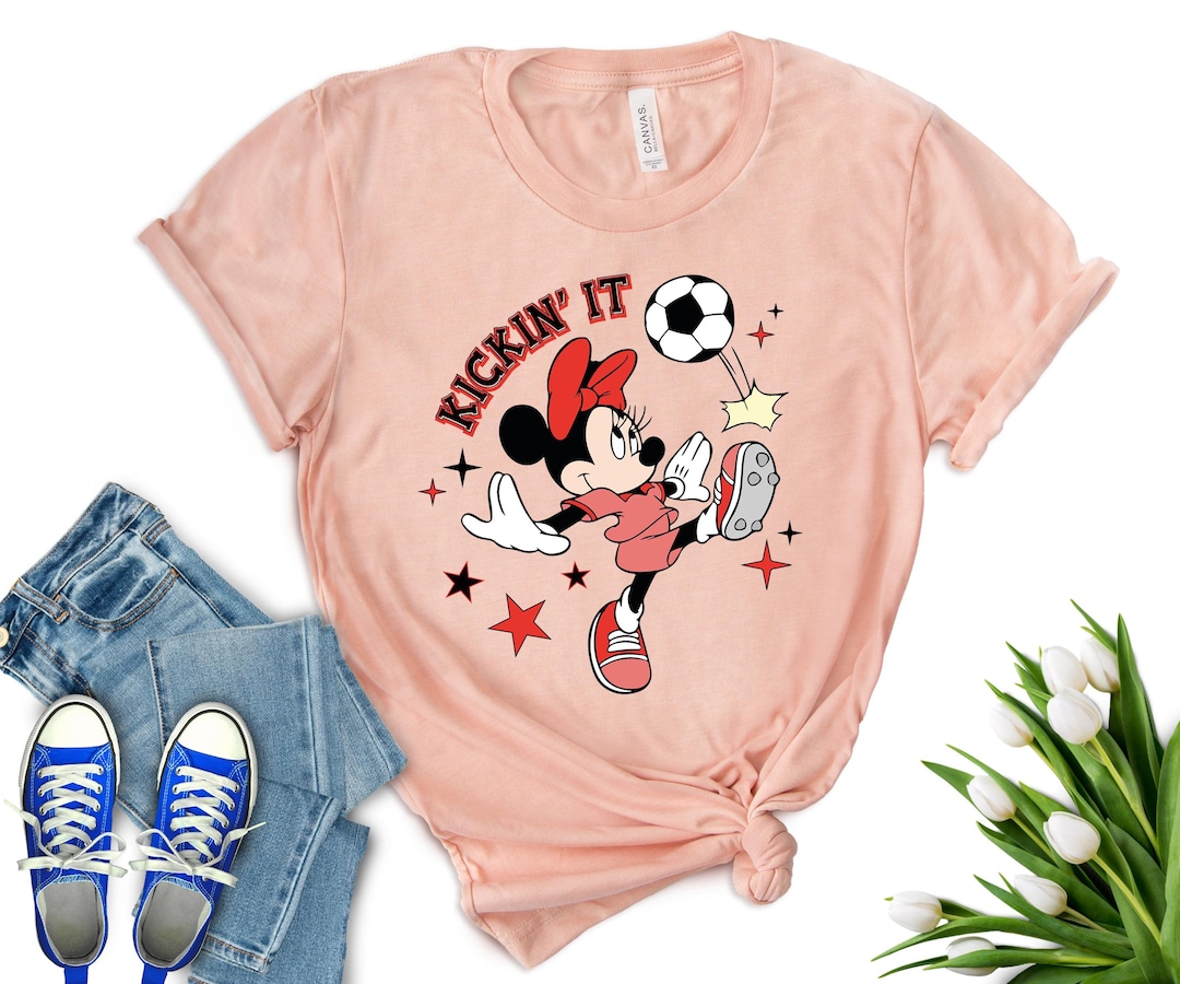 Disney Minnie Mouse Sports Soccer Kickin’ It 100 Football Shirt, Walt ...