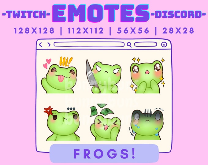 Cute Kawaii Frog Emotes for Discord Twitch Stream Chat Streamer Vtuber ...