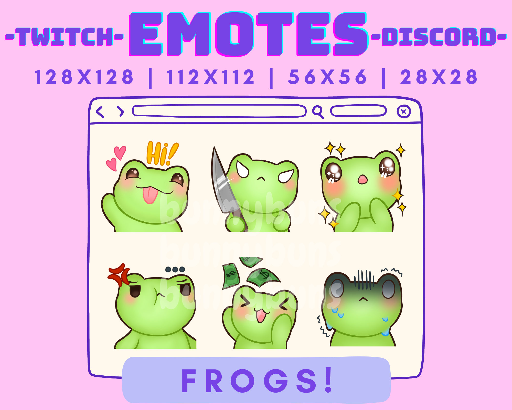 Cute Kawaii Frog Emotes for Discord Twitch Stream Chat Streamer Vtuber ...