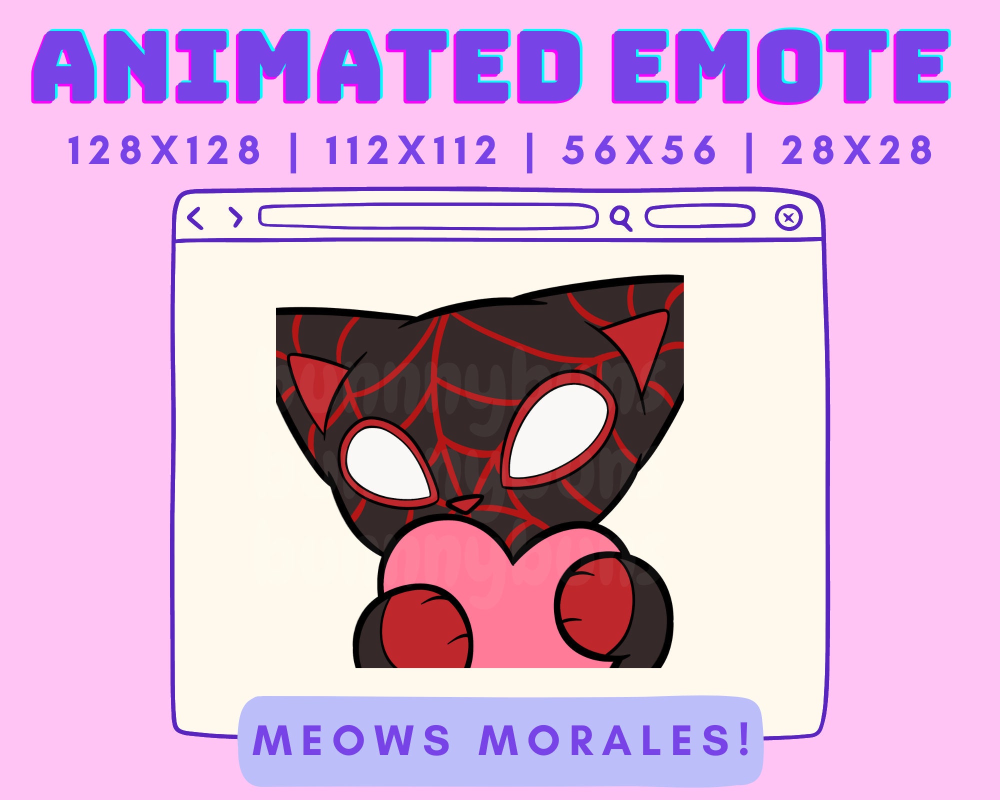 Emote animado de Twitch/Discord Meows Morales Spiderman - Etsy México