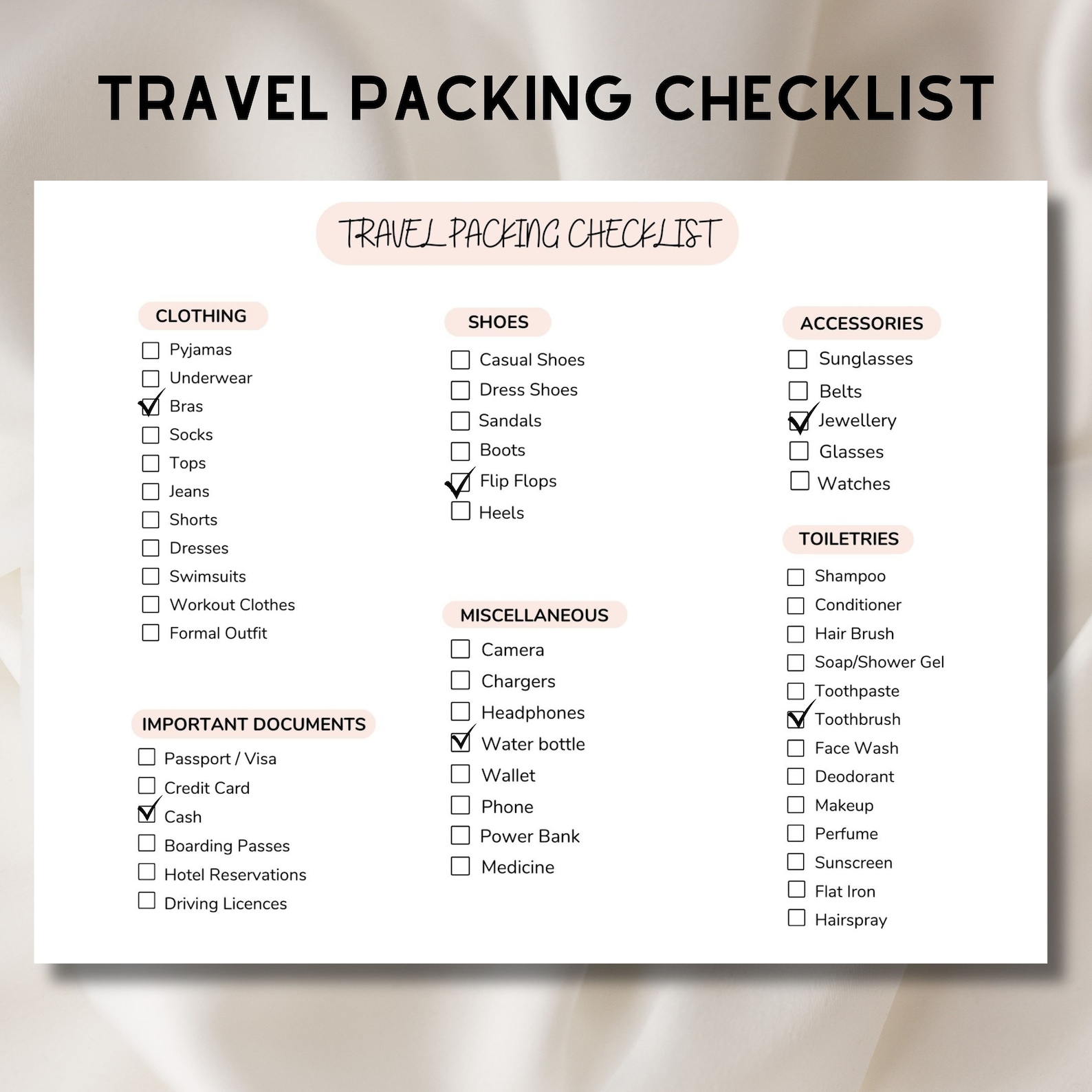 Holiday Essentials List, Travel Packing Checklist, Vacation Needs ...