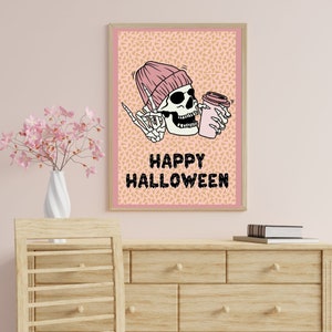 Funny Rocker Skeleton Wall Art Printable, Vintage Halloween, Gothic ...
